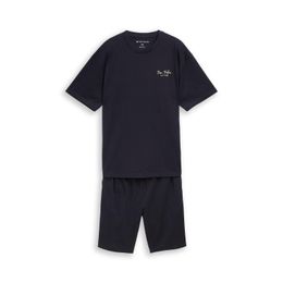 Tom Tailor Herren Pyjama-Set, blau, Uni, Gr. 50