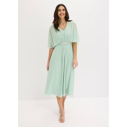 bonprix Chiffonkleid mit Strassstein-Applikation, gr&uuml;n, Gr.42, Weitschwingendes Midikleid aus feinem Chiffon mit einer Strasssteinapplikation in der Taille