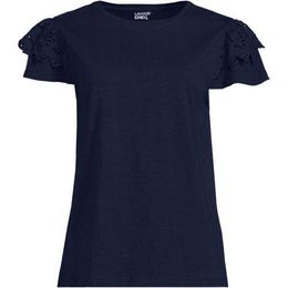 LANDS' END Baumwoll-Shirt mit verzierten &Auml;rmeln, Damen,  Blau, Baumwolle, by Lands' End