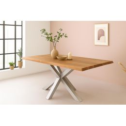 Baumkantentisch CALI 280 / naturfarben / 280x100 / Spider-Gestell Silber