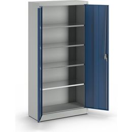 Mauser Schwerlast-Fl&uuml;gelt&uuml;rschrank, HxB 1950 x 950 mm, Tiefe 420 mm, lichtgrau/enzianblau