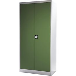 Mauser Schwerlast-Fl&uuml;gelt&uuml;rschrank, HxB 1950 x 950 mm, Tiefe 500 mm, lichtgrau/resedagr&uuml;n