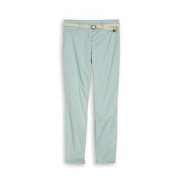 Tom Tailor Damen Slim Chino Hose mit G&uuml;rtel, blau, Uni, Gr. 42/30