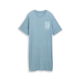 Tom Tailor Damen Nachthemd in Melange-Optik, blau, Meliert, Gr. 40