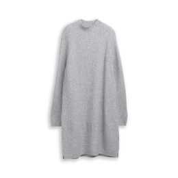 Tom Tailor Denim Damen Strickkleid mit Stehkragen, grau, Meliert, Gr. L