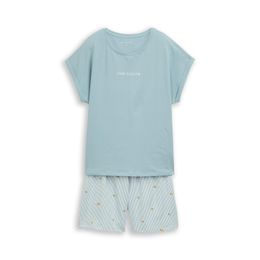 Tom Tailor Damen Pyjama-Set mit Muster, blau, Gemustert, Gr. 38