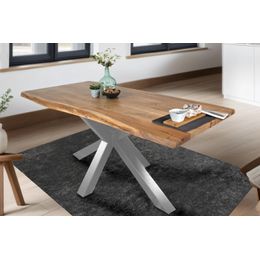 Baumkantentisch TIM / naturfarben / 200x100 / Spider-Gestell Silber
