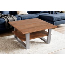 Couchtisch PATRICK / Mango honigfarben / 90x90 / U-Gestell Silber