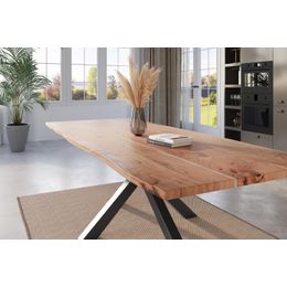 Baumkantentisch KALEA 260 / naturfarben / 260x100 / Spider-Gestell Schwarz