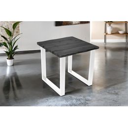 Esstisch JOSY / graufarben / 80x80 / U-Gestell Wei&szlig;