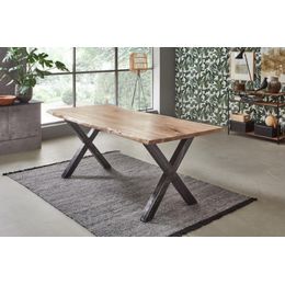 Baumkantentisch FREDERIK / naturfarben / 220x100 / X-Gestell Vintage