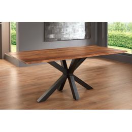 Baumkantentisch SPYRO / nussbaumfarben / 180x90 / Spider-Gestell Schwarz