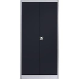 Mauser Stahlschrank mit Fl&uuml;gelt&uuml;ren, 4 Fachb&ouml;den, Tiefe 600 mm, wei&szlig;aluminium / anthrazitgrau