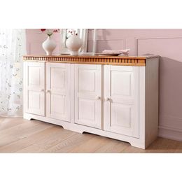 Sideboard OTTO HOME "Lisa", wei&szlig; (wei&szlig;, honig), B:158,5cm H:80cm T:35cm, Massivholz, Sideboards, Sideboard, Kommode aus massivem Kiefernholz, in 2 Breiten lieferbar