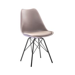 Schalenstuhl LEKUES / Taupe / 55 cm / Metallgestell Schwarz