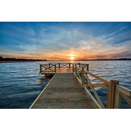 Fototapete papermoon "Steg im Wasser", bunt, B:3m L:2,23m, Vlies, Tapeten
