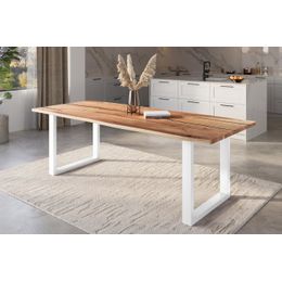 Baumkantentisch POLLY / naturfarben / 300x100 / U-Gestell Wei&szlig;