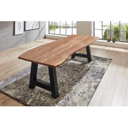 Baumkantentisch ADELAIDE / naturfarben / 240x100 / A-Gestell Schwarz