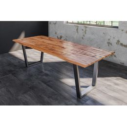 Baumkantentisch DORA / 180x90 / V-Gestell Silber