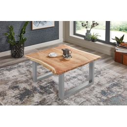 Couchtisch BILLY / naturfarben / 80x80 / U-Gestell Silber