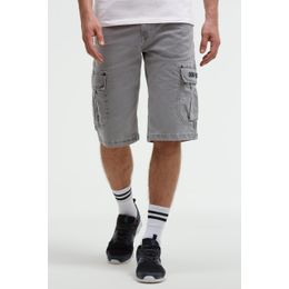 Shorts CAMP DAVID, Herren, Gr. XXL, Normalgr&ouml;&szlig;en, grau blau, Twill, Material: 98% Baumwolle, 2% Elasthan, unifarben, regular fit knielang, Hosen Shorts, mit Vintage-Waschung