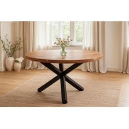 Esstisch RUNA / naturfarben / 130 cm / Stern-Gestell Schwarz