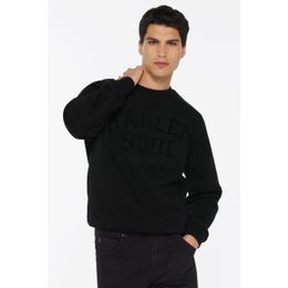 Sweater Harlem Soul, Herren, Gr. L, schwarz, Sweatware, Material: 65% Baumwolle, 35% Polyester, bestickt, regular fit normal, Rundhals, eingesetzt Rippb&uuml;ndchen, Sweatshirts Sweater, mit Frottee Lettern