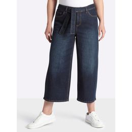 sheego Damen 7/8-Jeans mit weiten Beinen, dark blue, Gr&ouml;&szlig;e 54