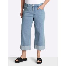 sheego Gro&szlig;e Gr&ouml;&szlig;en 7/8-Jeans mit breitem Saum-Umschlag, blue-bleached, Gr&ouml;&szlig;e 46 - Damen