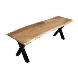 Sitzbank QUINTUS / naturfarben / 140 cm / X-Gestell Schwarz