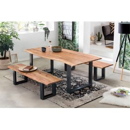 Baumkantentisch SIT / naturfarben / 160x85 / U-Gestell Schwarz