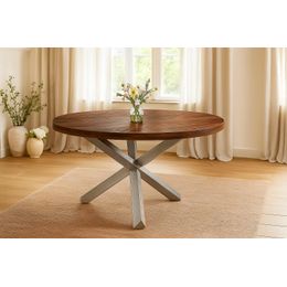 Esstisch RUNA / nussbaumfarben / 120 cm / Stern-Gestell Silber