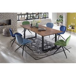 Baumkantentisch SIT / nussbaumfarben / 180x90 / U-Gestell Schwarz