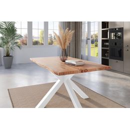 Baumkantentisch KALEA 160 / naturfarben / 160x85 / Spider-Gestell Wei&szlig;
