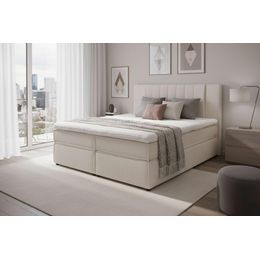Boxspringbett Home Affaire "Bellissimo, Doppelbett, Polsterbett, Federkernbett, Komforbett", wei&szlig;, B:165cm L:215cm, 100% PES, Komplettbetten, Boxspringbett, inkl. 9cm Topper, 5-Zonen-Taschen-Federkernmatratze, H&auml;rtegrad 3