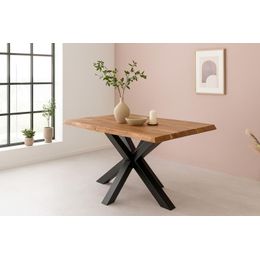 Baumkantentisch CALI / naturfarben / 120x80 / Spider-Gestell Schwarz
