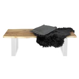 Sitzbank ANNI / naturfarben / 140 cm / U-Gestell Wei&szlig;