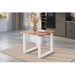 Baumkantentisch NICK / naturfarben / 80x80 / U-Gestell Wei&szlig;