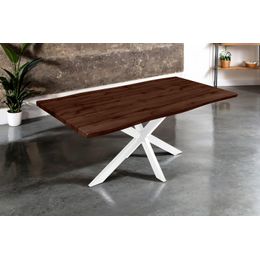Esstisch JOSY / nussbaumfarben / 180x90 / Spider-Gestell Wei&szlig;