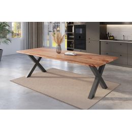 Baumkantentisch NICK 280 / naturfarben / 280x100 / X-Gestell Schwarz