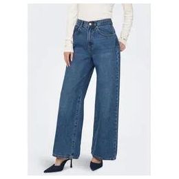 High-waist-Jeans Only "ONLHOPE HW WIDE DNM ADD465 NOOS", Damen, Gr. 29, L&auml;nge 32, medium blau denim, Denim/Jeans, Obermaterial: 100% Baumwolle, unifarben, lang, Jeans High-Waist-Jeans, Baumwolle