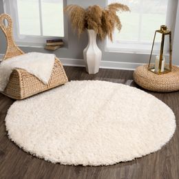 Hochflor-Teppich Sanat "Porto", beige (creme), H:45mm &Oslash;:150cm, Kunstfaser, Teppiche, Wohnzimmer, Langflor, Shaggy Teppich