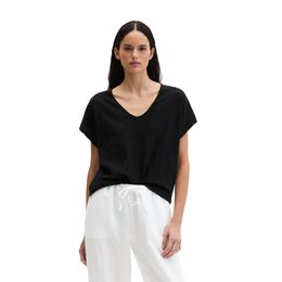 Marc O'Polo T-Shirt MARC O'POLO "aus Slub-Jersey", Damen, Gr. L, schwarz, Obermaterial: 100% Baumwolle, unifarben, Basic, loose fit, V-Ausschnitt, normaler Saum, Shirts T-Shirt