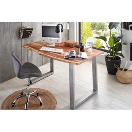 Schreibtisch PALMA / naturfarben / 180x90 / U-Gestell Silber