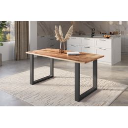 Baumkantentisch POLLY / naturfarben / 160x85 / U-Gestell Schwarz