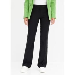 Stretch-Hose bonprix, Damen, Gr. 52, N-Gr, schwarz (l&auml;nge: regul&auml;r), Web, Obermaterial: 71% Polyester, 25% Viskose, 4% Elasthan, unifarben, regular fit lang, Hosen, regular fit, figurbetont