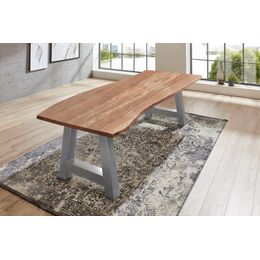 Baumkantentisch ATHEN 160 / naturfarben / 160x85 / A-Gestell Silber