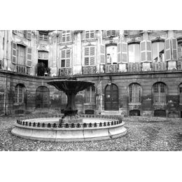 Fototapete papermoon "Brunnen Schwarz & Wei&szlig;", schwarz (schwarz, wei&szlig;), B:3m L:2,23m, Vlies, Tapeten