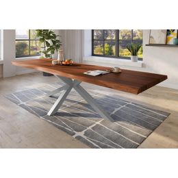 Esstisch Titan / nussbaumfarben / 300x110 / Spider-Gestell Silber