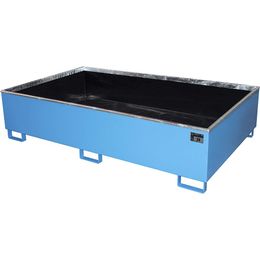 eurokraft pro Regal-Bodenwanne mit PE-Einsatz, 1000 l Auffangvolumen, LxBxH 2165 x 1315 x 510 mm, blau, ab 3 Stk